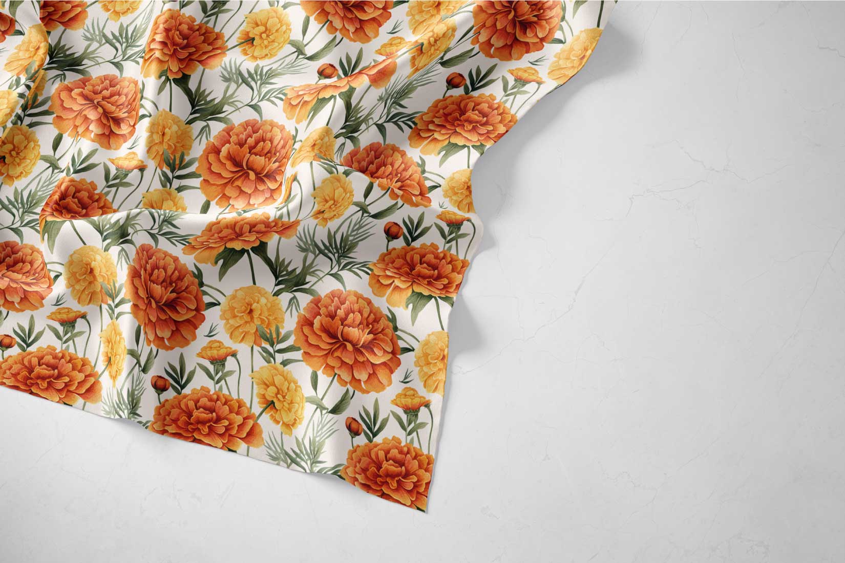 Personalized Marigold Flower Pattern Gifts | Silk Scarves, Leather Bags ...