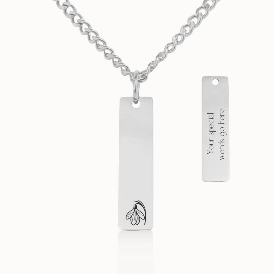 Vertical Birth Flower Necklace with Cuban Link Chain | Personalized ...